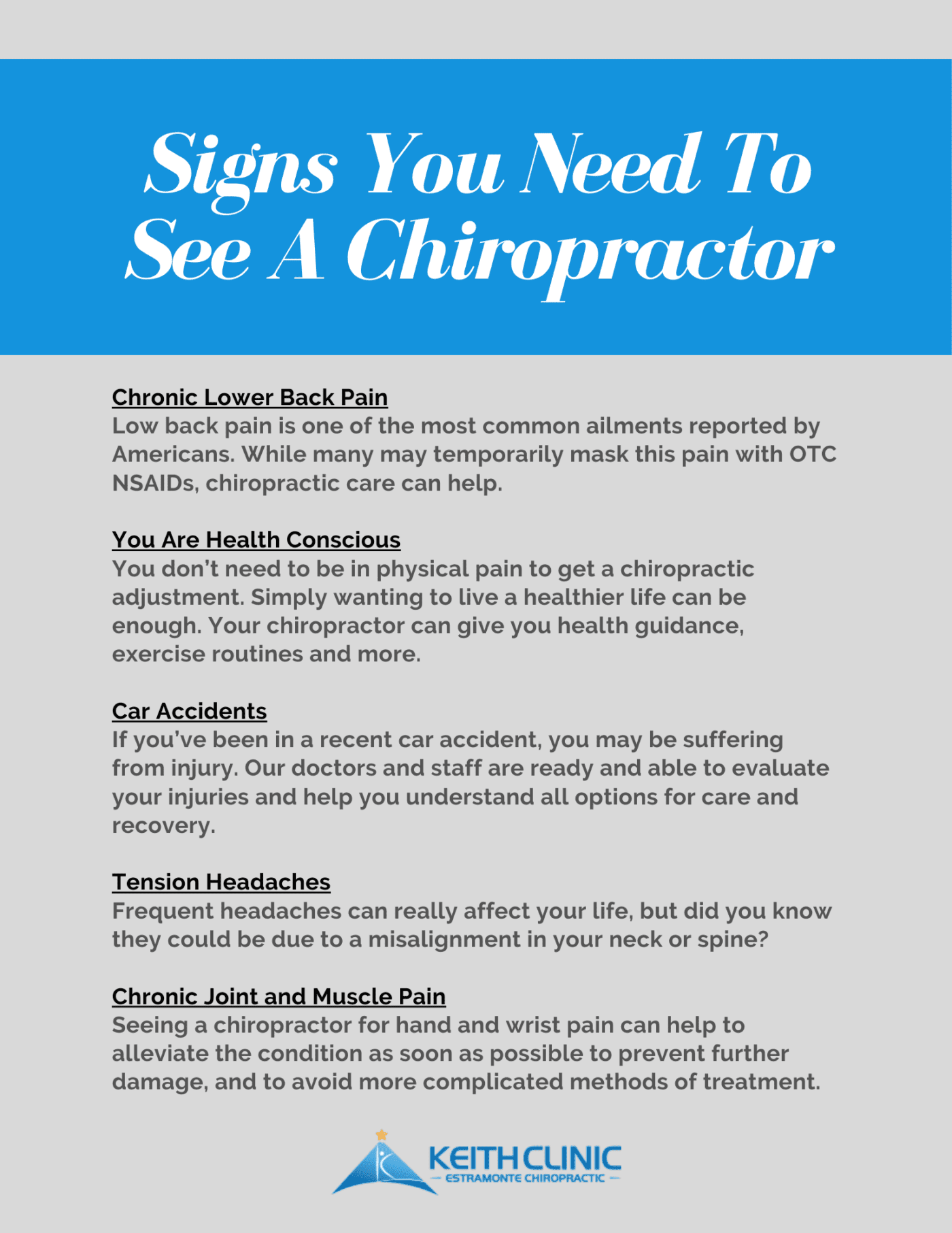 Signs You Should See the Chiropractor | Keith Clinic