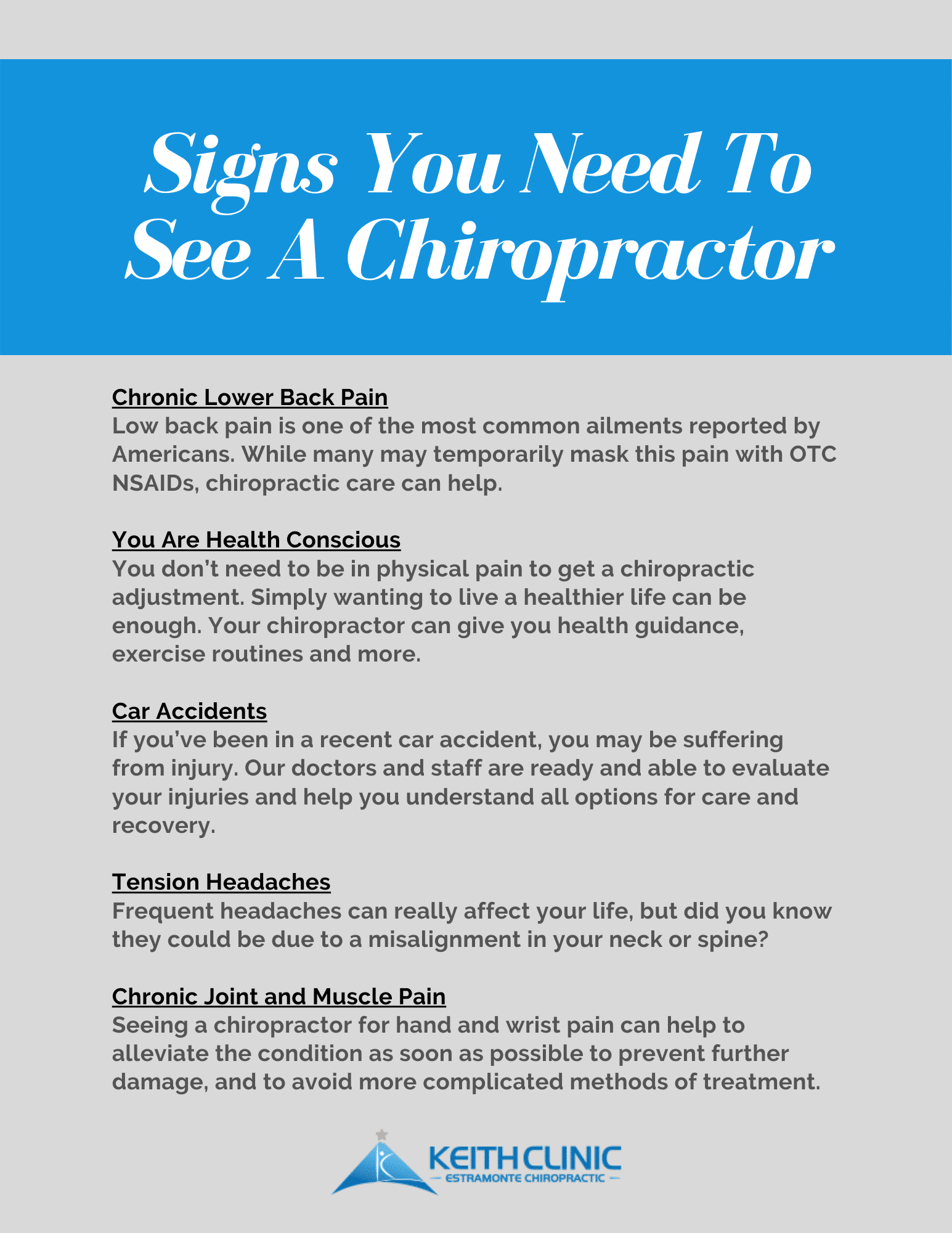 Signs You Should See the Chiropractor | Keith Clinic